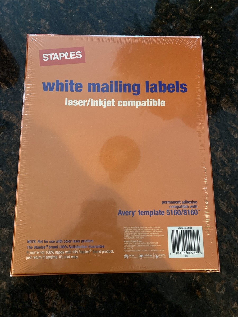 Staples Label Templates 5160 Avery Easy Peel White Laser Address
