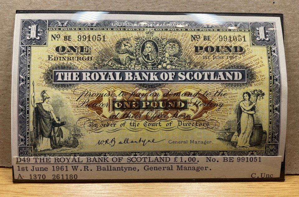 The Royal Bank Of Scotland - One Pound £1 Note - 1961 - Ballantyne ...
