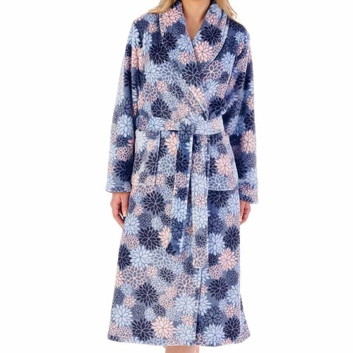 Slenderella Bold Floral Flannel Fleece Wrap 46 inch Housecoat HC02313 ...