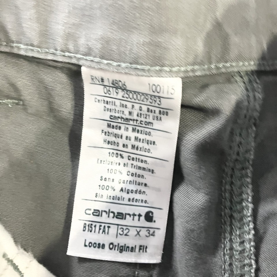 Carhartt Pants Mens 32x34 Gray B151 FAT Loose Original Fit Workwear ...