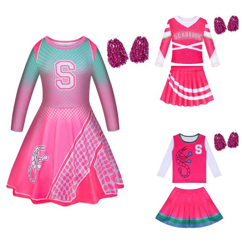 Kids Zombies Addison Cosplay Cheerleader Dress Skirt Suit Outfit Fancy ...