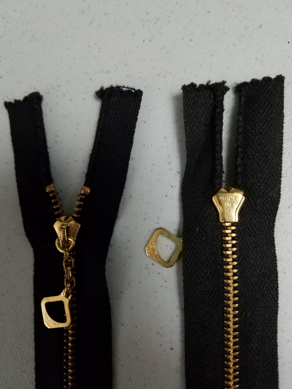 Vtg1912-82 "PRENTICE-USA"DIAMOND-BELL RING CHAIN ZIPPER#2Metal8"BRASS ...