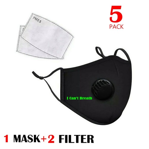 5 PACK I cant CAN`T BREATH Mask Breathing Valve PM2.5 Face + 2 Mask ...