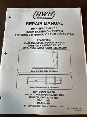 HWH 610 Series Spacemaker LEVELING SYSTEM SERVICE MANUAL MOTORHOME Book ...