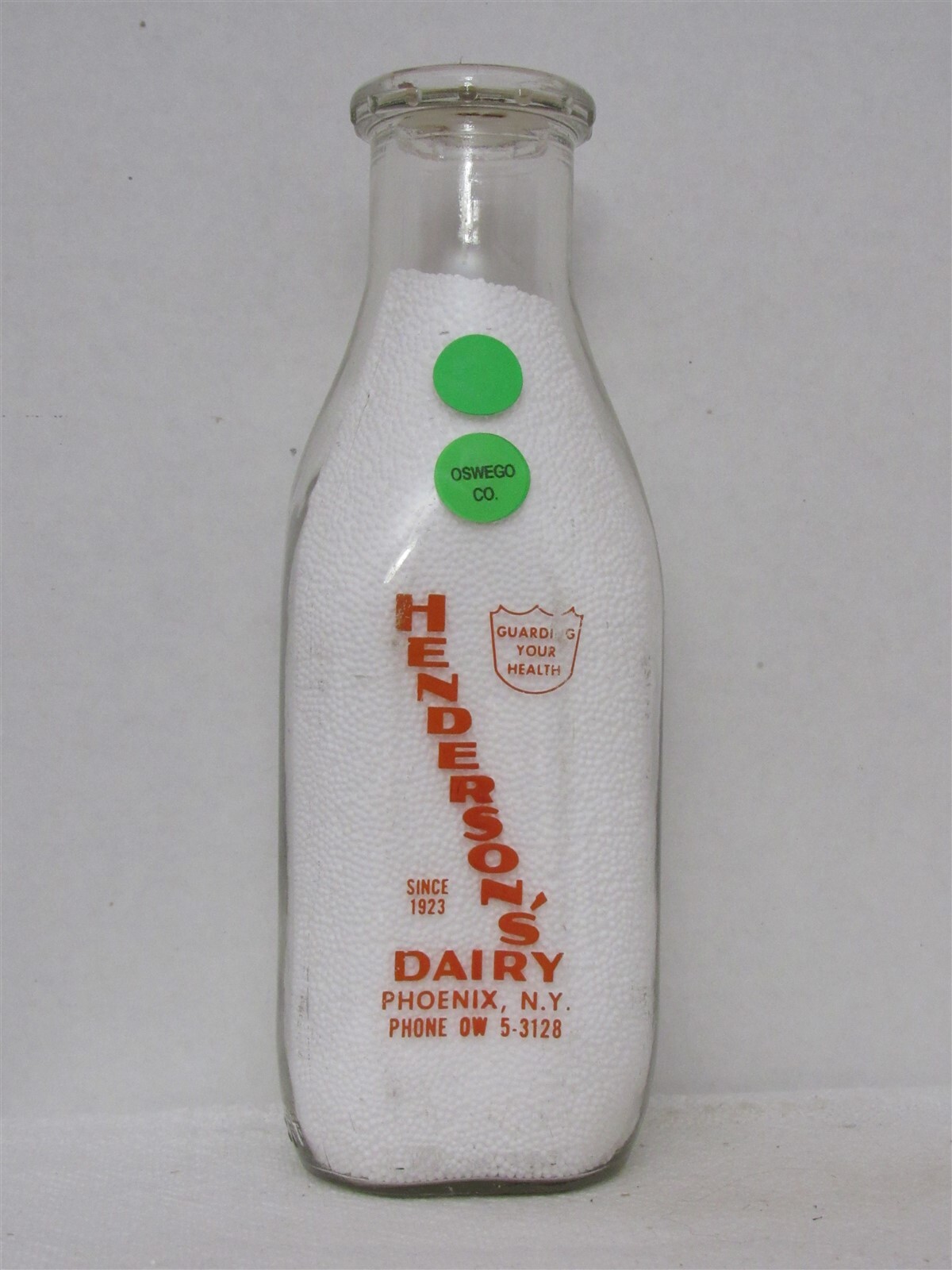 TSPQ Milk Bottle Henderson's Dairy Farm Phoenix NY OSWEGO COUNTY CIVIC ...