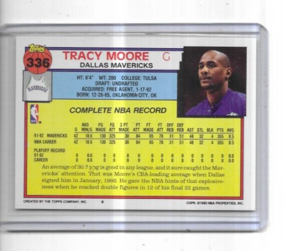 1992/93 Topps #336 Tracy Moore Dallas Mavericks | eBay