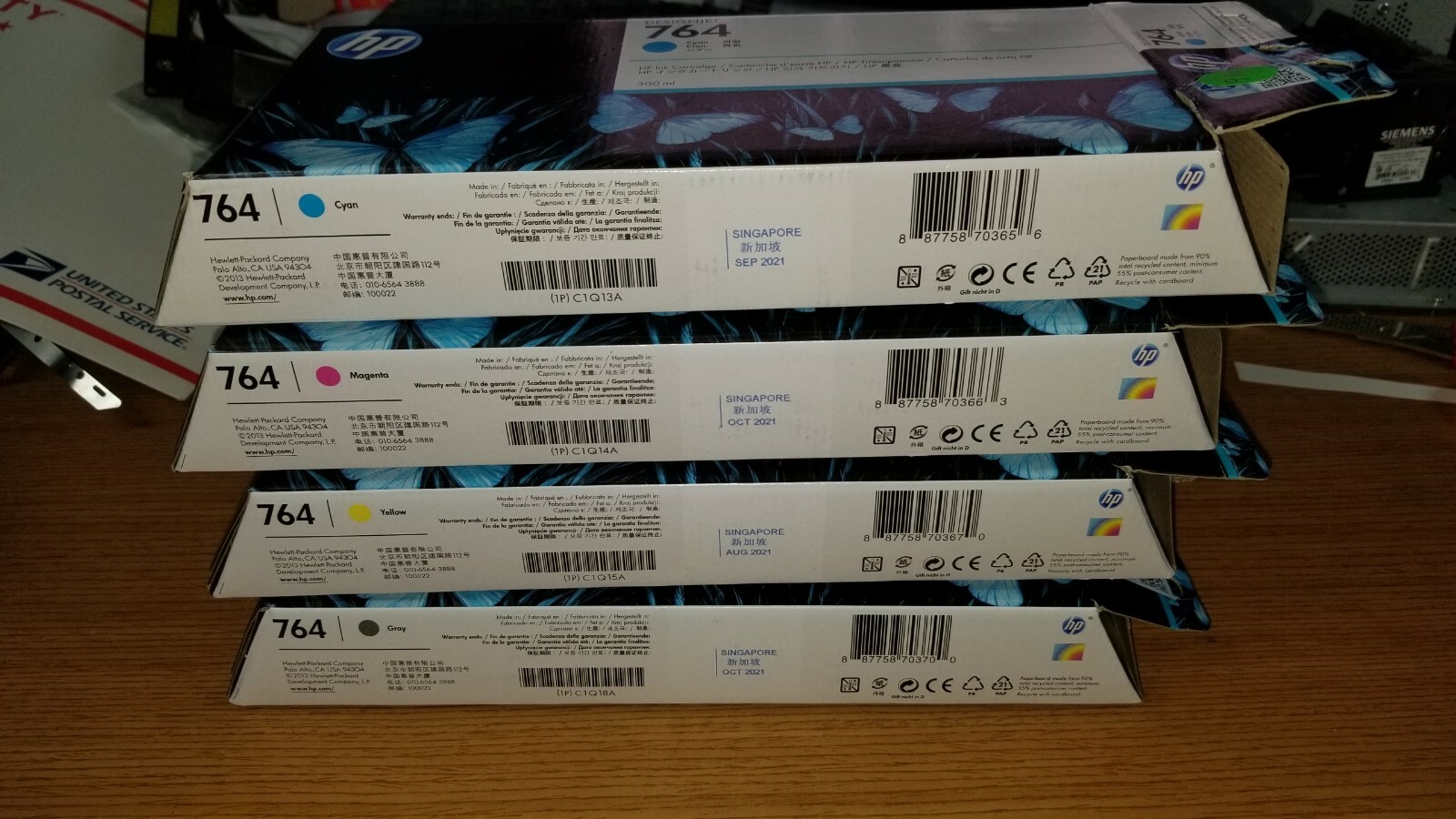 EMPTY GENUINE HP DESIGNJET T3500 764 STARTER INK CARTRIDGES & USED ...