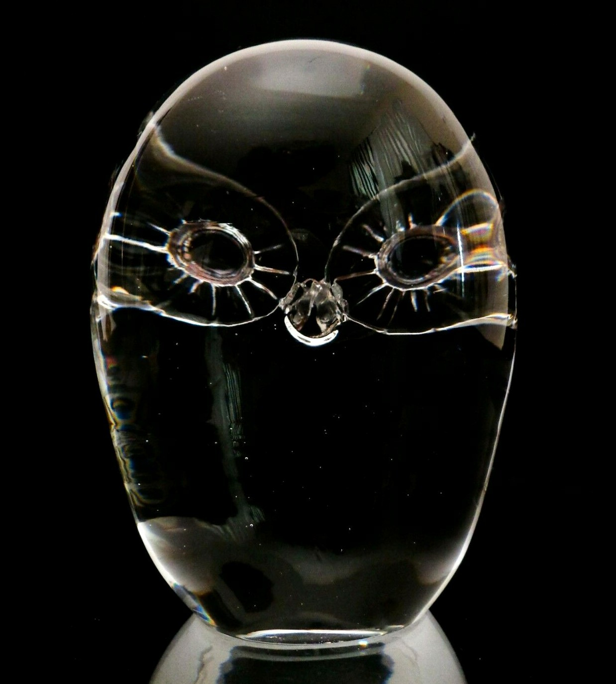 MÅLERÅS (SWEDEN) VINT MODERNIST SIGNED CRYSTAL GLASS OWL EMBOSSED ...