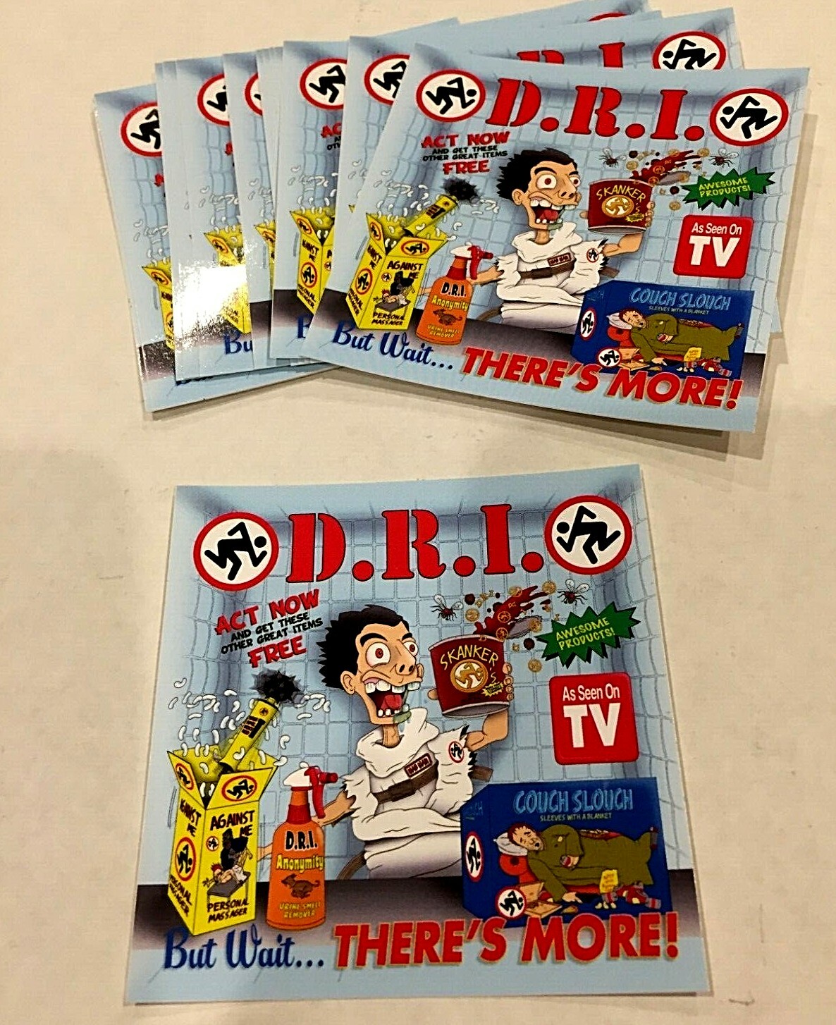 D.R.I. But Wait There's More - STICKERS (3"x3") vinyl -dirty rotten ...