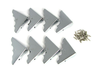 8pc Shiny Chrome Straight Back Box Corners with Screws-Perfect for ...