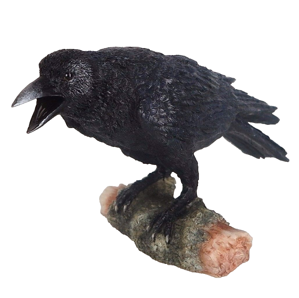 Crow Bird Standing on Small Log - Collectible Figurine Miniature - 7.5 ...