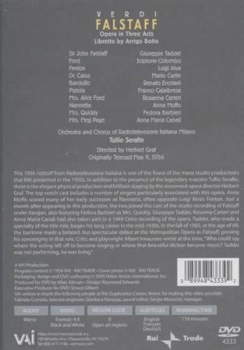 Verdi - Falstaff (Serafin Taddei Carteri Barbieri) 1956 DVD NTSC ...