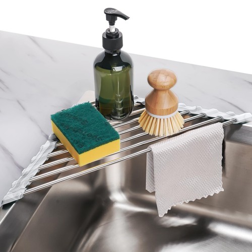 Tomorotec Marble Triangle Roll-Up Dish Drying Rack for Sink Corner ...
