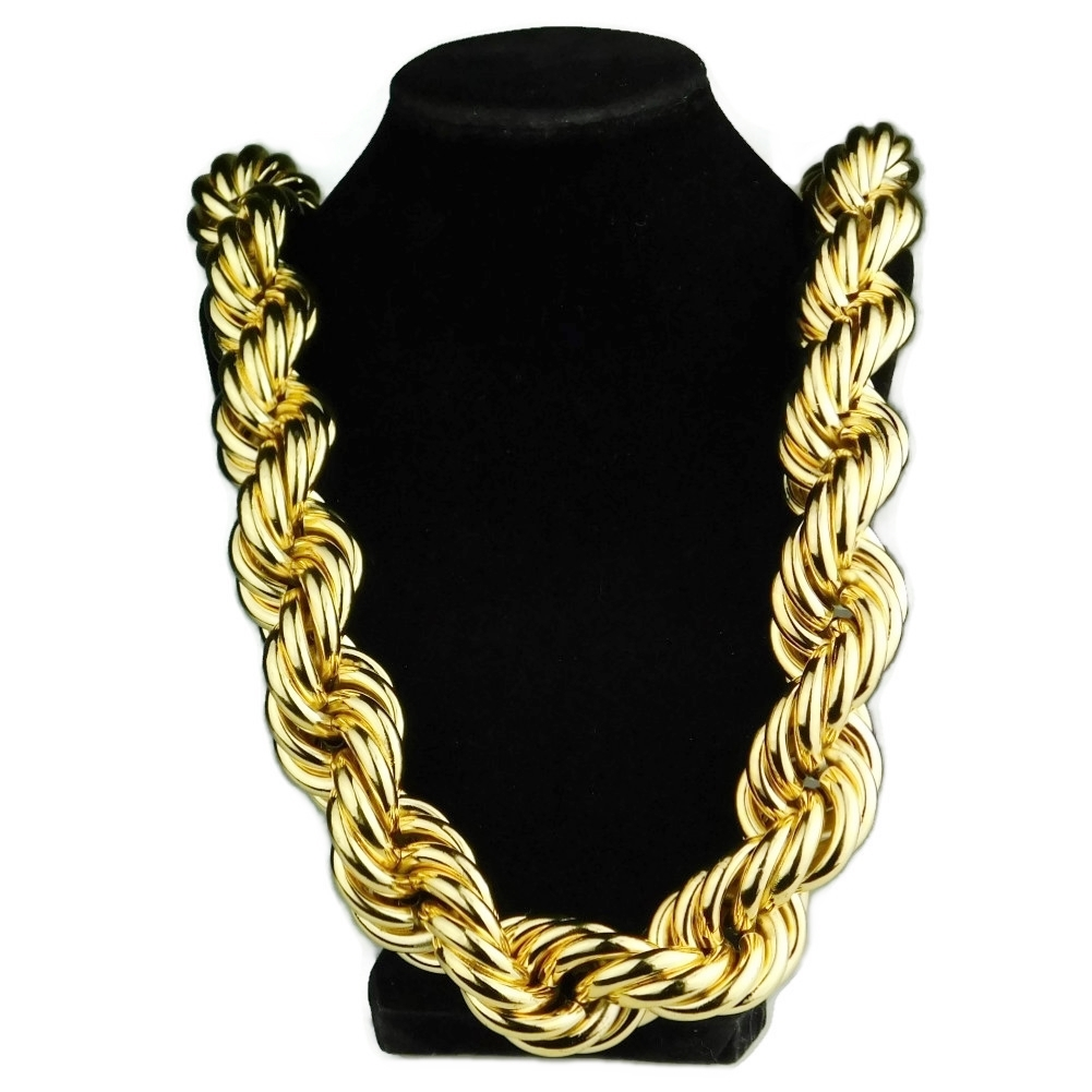 Mens 14k Gold Plated Huge Rope Hip Hop Chain 30MM x 30" Hollow Dookie ...