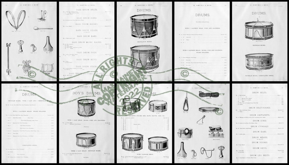C Bruno Son (1890) Musical Instruments CATALOG * Drums Bells Xylophones ...