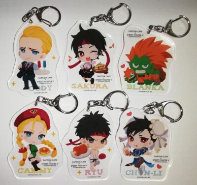 Street Fighter Acrylic Keychain All Types Set Capcom Cafe Ryu Chun-Li ...