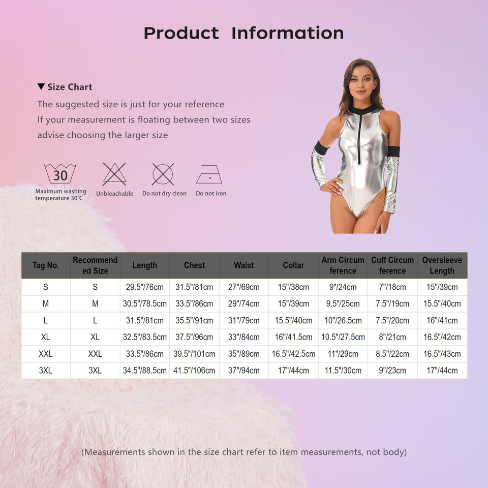 Women Astronaut Costume Shiny Leather Bodysuit with Oversleeve Cosplay ...