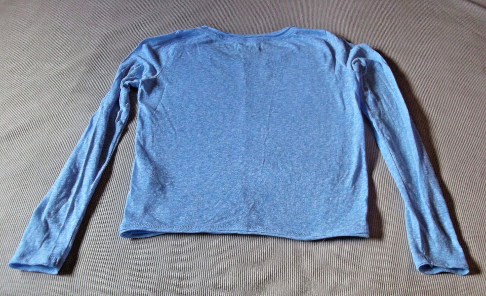 HOLLISTER Light Blue Long-Sleeve Top Sheer Front Crew Neck Ladies Size ...