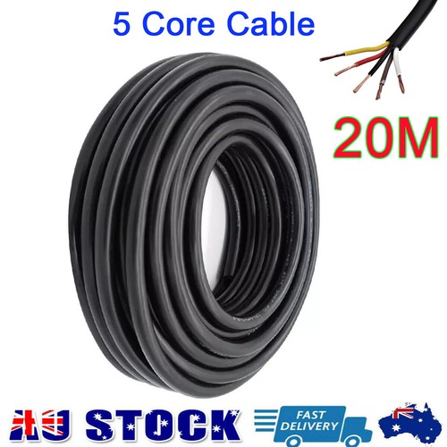 20M x 5 Core Trailer Cable Road Train Wire Caravan Plug Wiring Socket ...