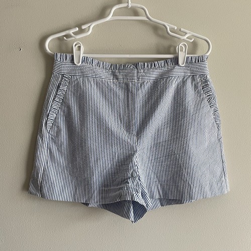 J.Crew Factory Women 6 Stripe Seersucker Ruffle Preppy Nautical High ...