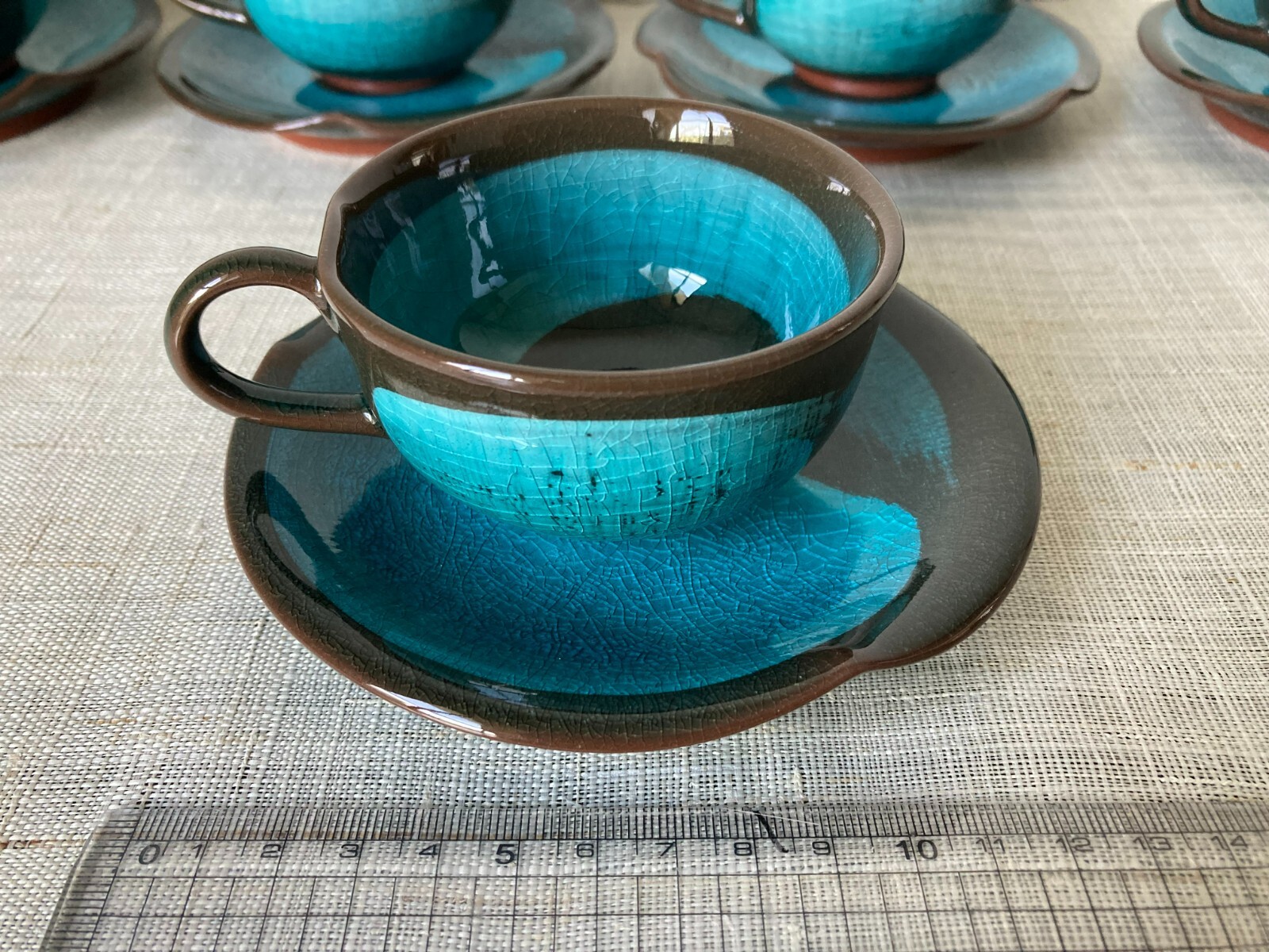 Japanese Vintage Akazu Ware from Seto Coffee Cups and Saucers Set of ...