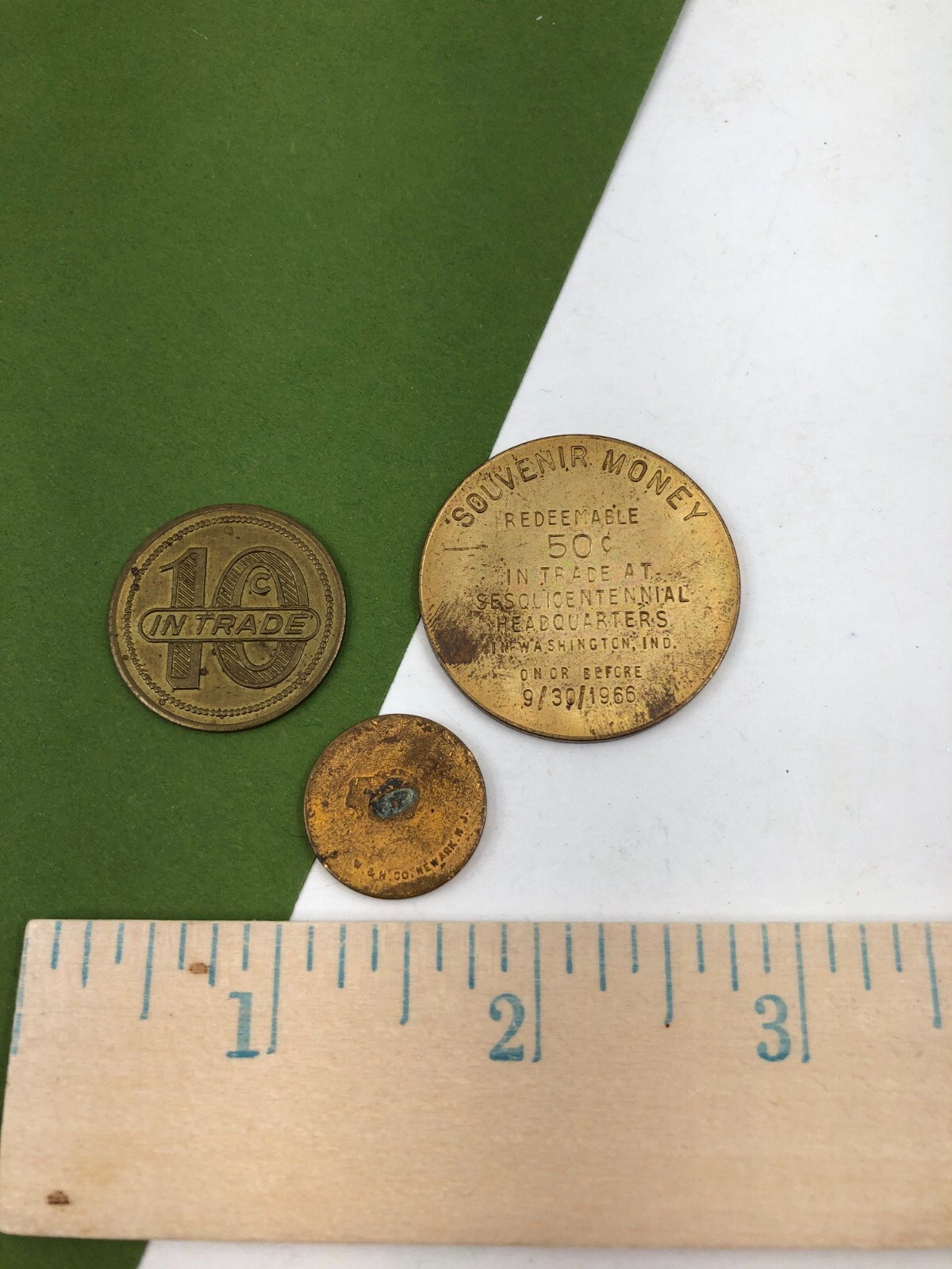 3 Vintage Indiana Tokens Columbian Relief Fund Wimps Coin Washington IN ...