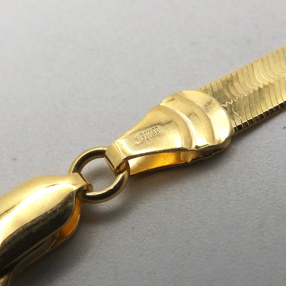 Solid 14k Gold Herringbone Link Chain Necklace Milor Italy 24in 11gr | eBay