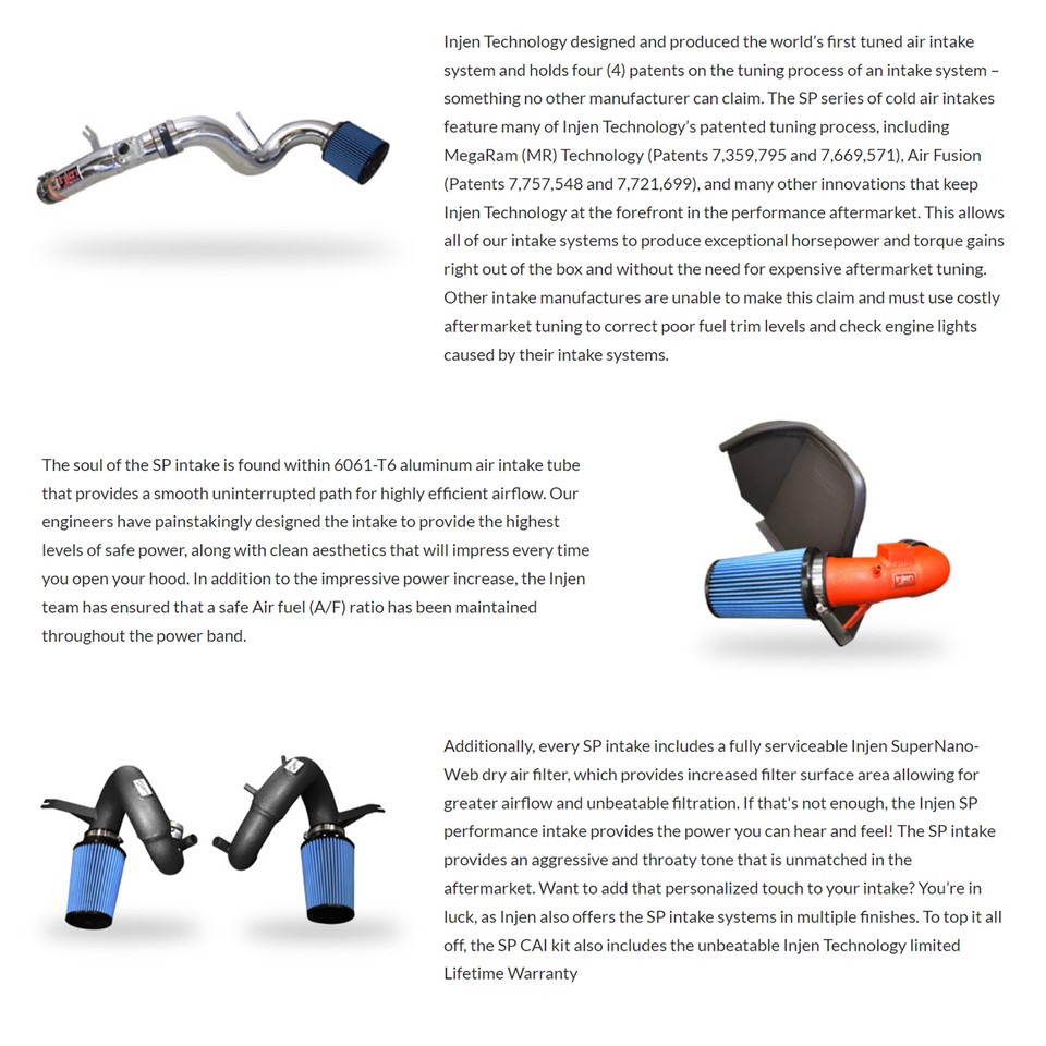 Injen SP1477P Polished Aluminum Cold Air Intake for 2002-06 Acura RSX ...