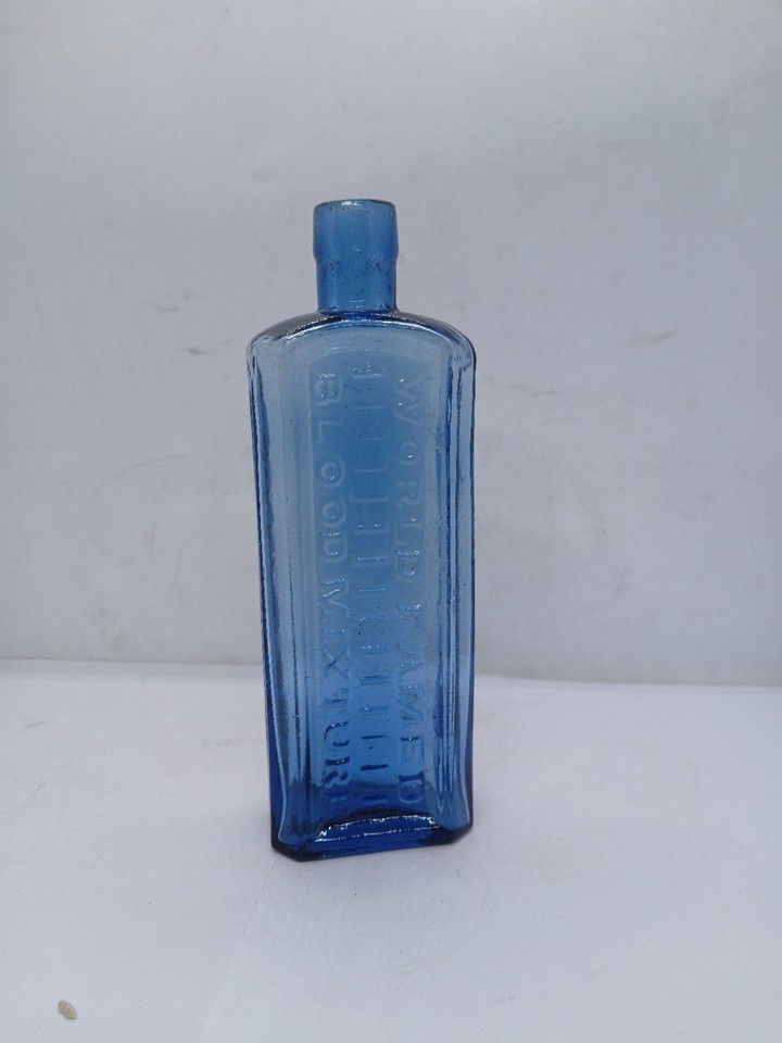 Light Blue Glass Clarkes World Famous Blood Mixture Lincoln Chemist ...
