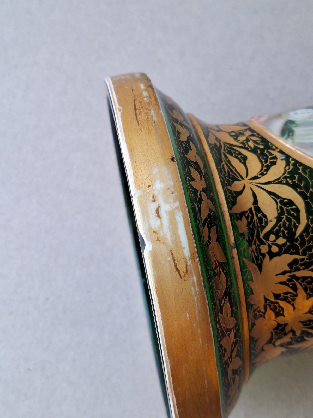 Antique Sevres? Harrach? Moser? Green Glass Vase with Lady Portrait on ...