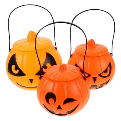3pcs Halloween Tricking Or Treat Buckets: Plastic Pumpkin Buckets With ...
