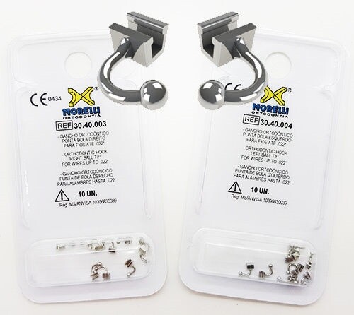 Dental Orthodontic Crimpable Split Hooks Left&Right Special Curved Ball ...