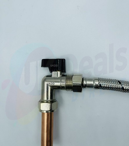 15mm x 1/2" Flat Faced Isolating Isolation Valve elbow Chrome BLACK ...