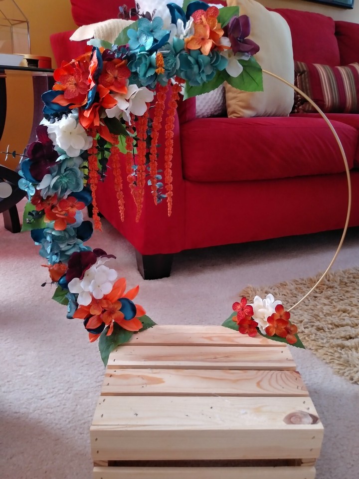 19" HANDMADE, FLORAL RING, WEDDING CAKE STAND, WITH MATCHING RING ...