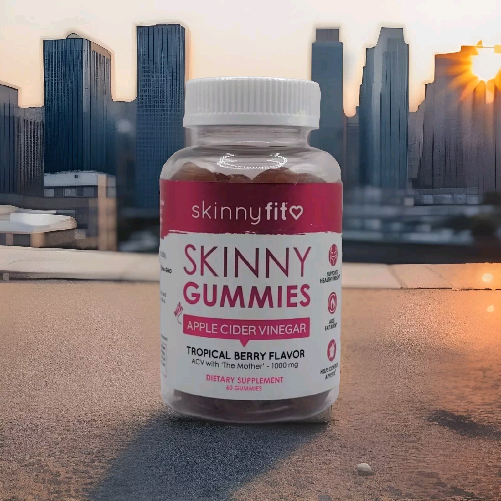 SKINNY FIT Skinny Gummies w/1000mg ACV Tropical Berry 60ct 858142007568 ...