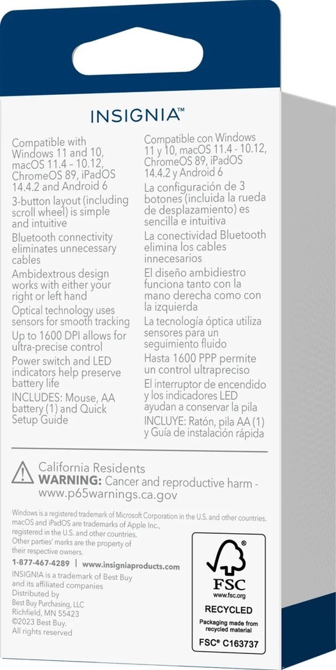 Bluetooth Mouse - 3 Button Mouse - Black Insignia | eBay