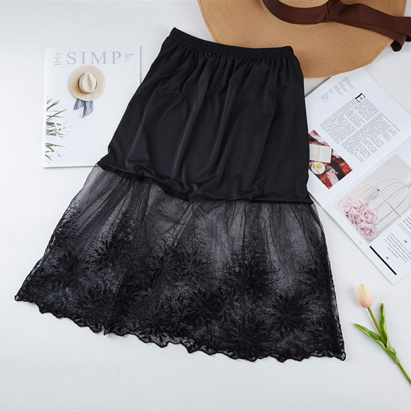 Women Lace Slip Dress A-Line Half Slip Extenders Skirt Extender Knee ...