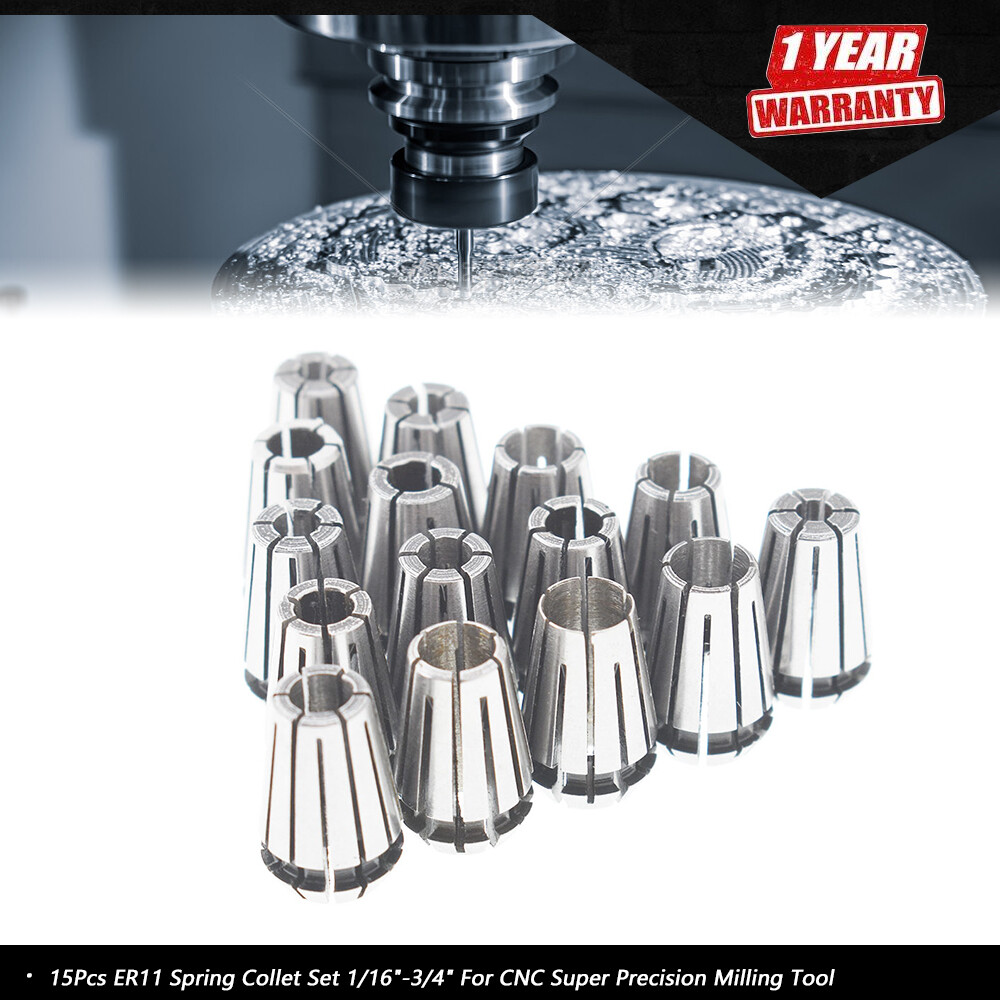 15Pcs ER11 Spring Collet Set 1/16"-3/4" For CNC Super Precision Milling ...