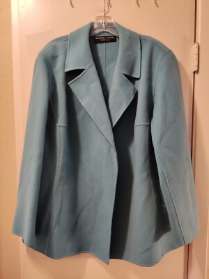 Dana Buchman Women's 100% Wool Light Blue Open Jacket Size 14. P-T-P ...