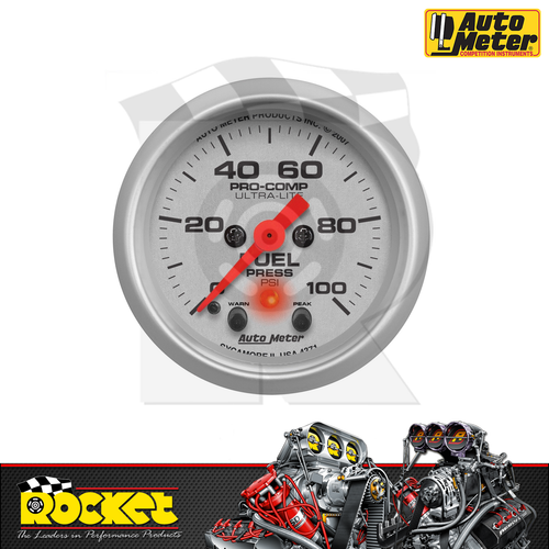 Auto Meter Pro-Comp Ultra-Lite 2-1/16 Fuel Pressure Gauge 0-100PSI ...