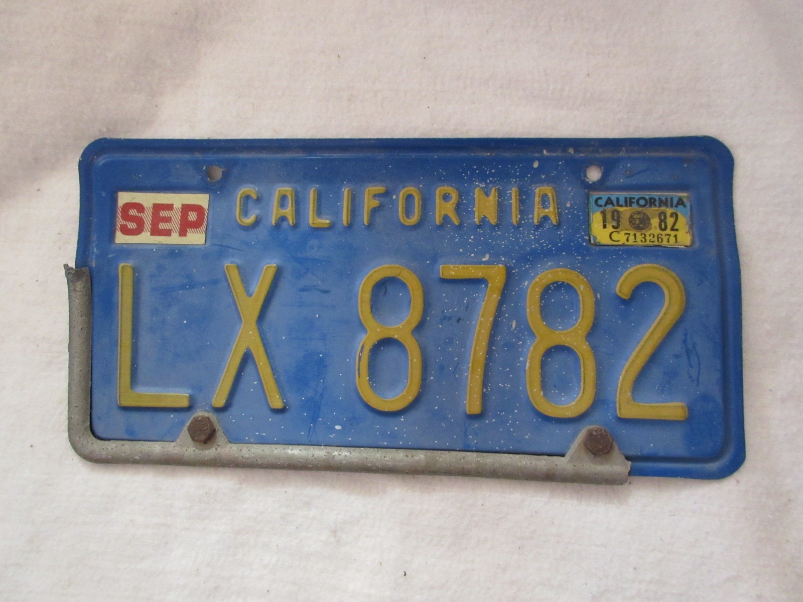CALIFORNIA License Plate Blue Yellow LX 8782 1969-1982 | eBay