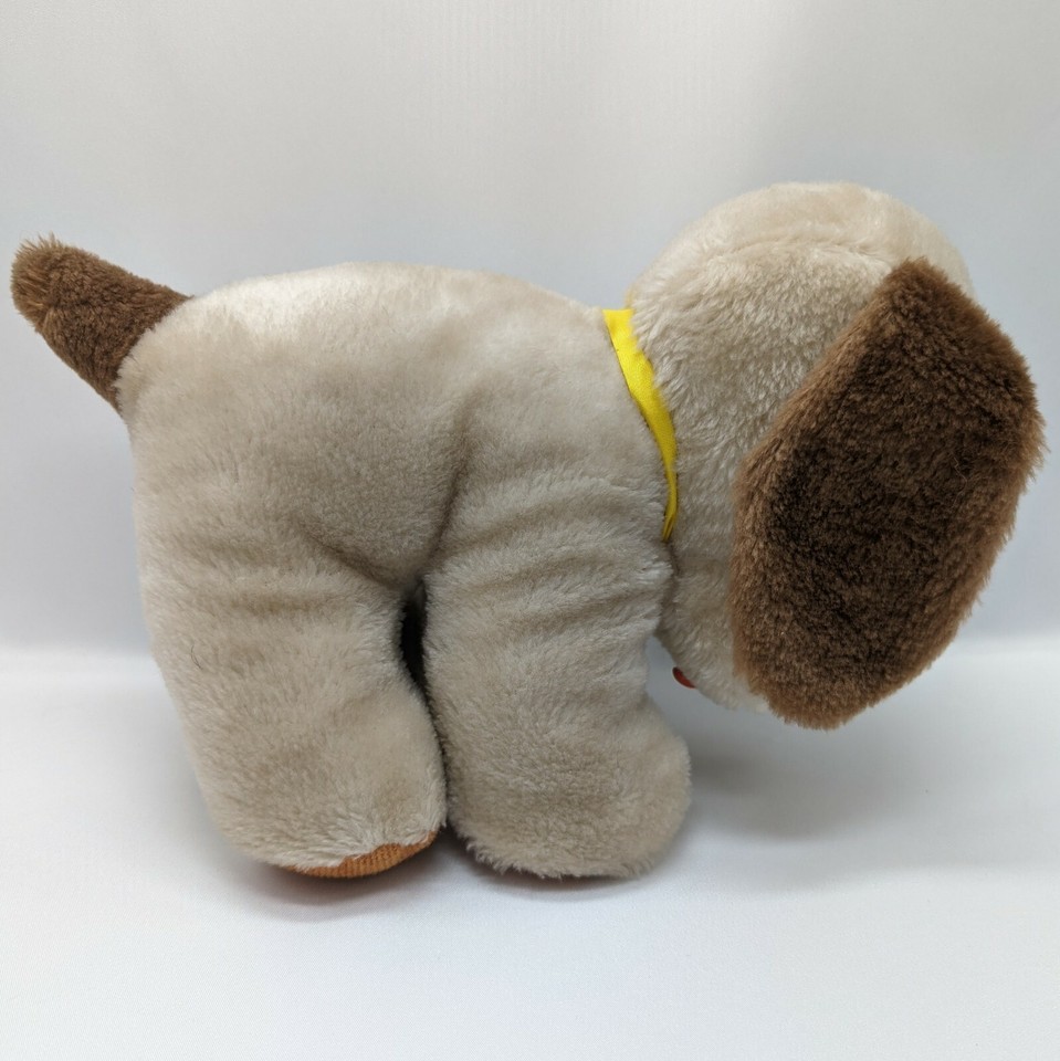 VINTAGE TOY DOG - Plush Dog Teddy Bear with Bow - Tongue Sticking Out ...