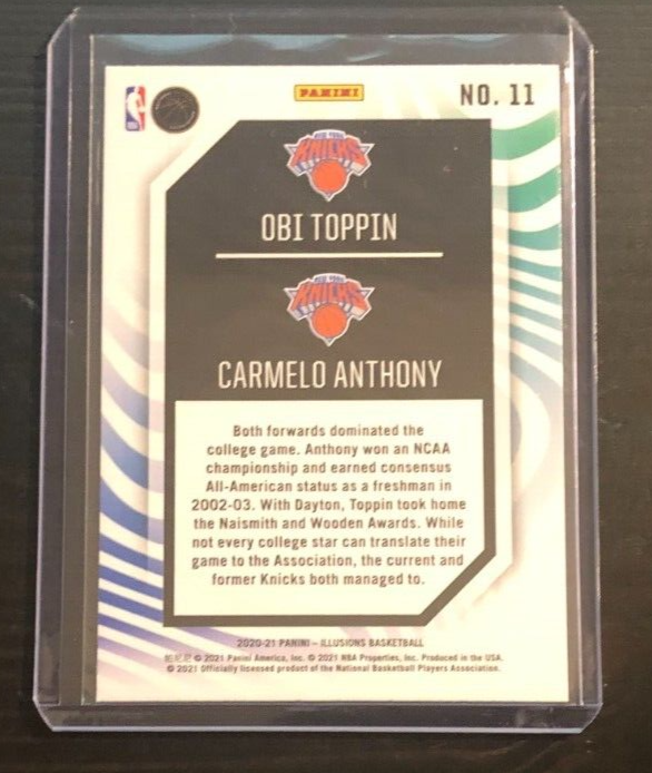 2020-21 Panini Illusions CARMELO ANTHONY OBI TOPPIN Rookie Reflections ...