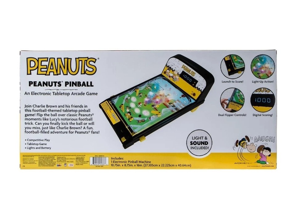 PEANUTS SNOOPY Electronic Arcade Game PINBALL Machine w/ Lights & Sound ...