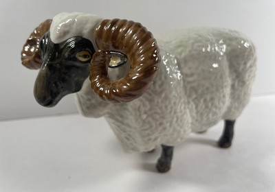 VINTAGE MZ ART POTTERY DRESDEN IRISH PORCELAIN HORNED RAM SHEEP ...