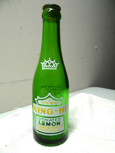 J.C. Ranft Vtg 7oz King-Hi Lithiated Lemon Soda Pop ACL Bottle Granite ...