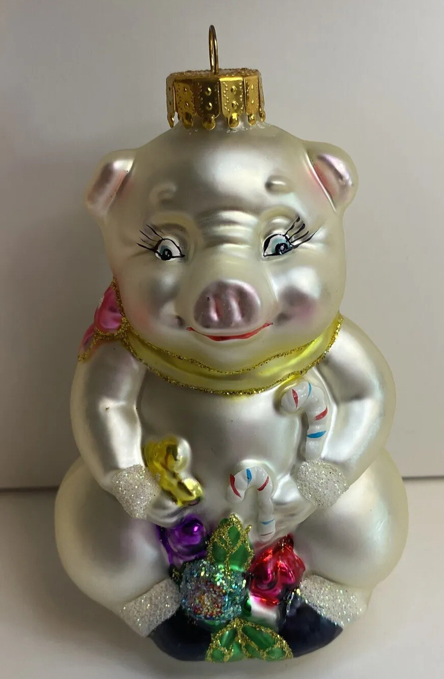 Pig Piggy Unique Treasures Glass Ornament Figurine | eBay