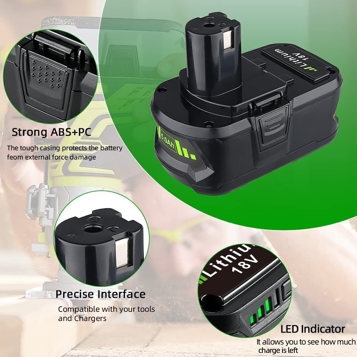 2x For Ryobi One+ Plus 18V 6Ah Battery P108 RB18l13 RB18l50 RB18L40 ...