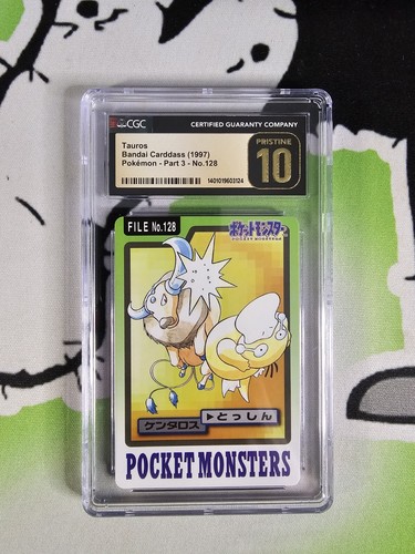 🔥CGC Pristine 10 Pokemon File No. 128 Tauros Bandai Carddass Japanese ...