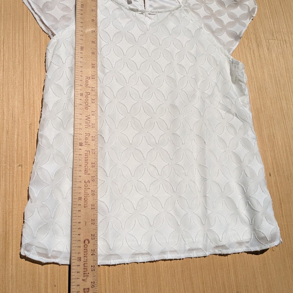 Maurices White Sheer Overlay Cap Sleeve Lined Feminine Blouse Women's ...